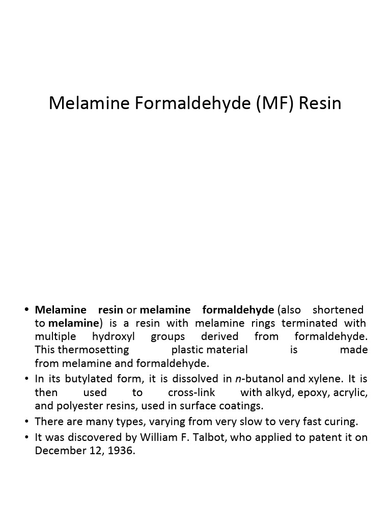 Melamine Formaldehyde | PDF | Formaldehyde | Methanol