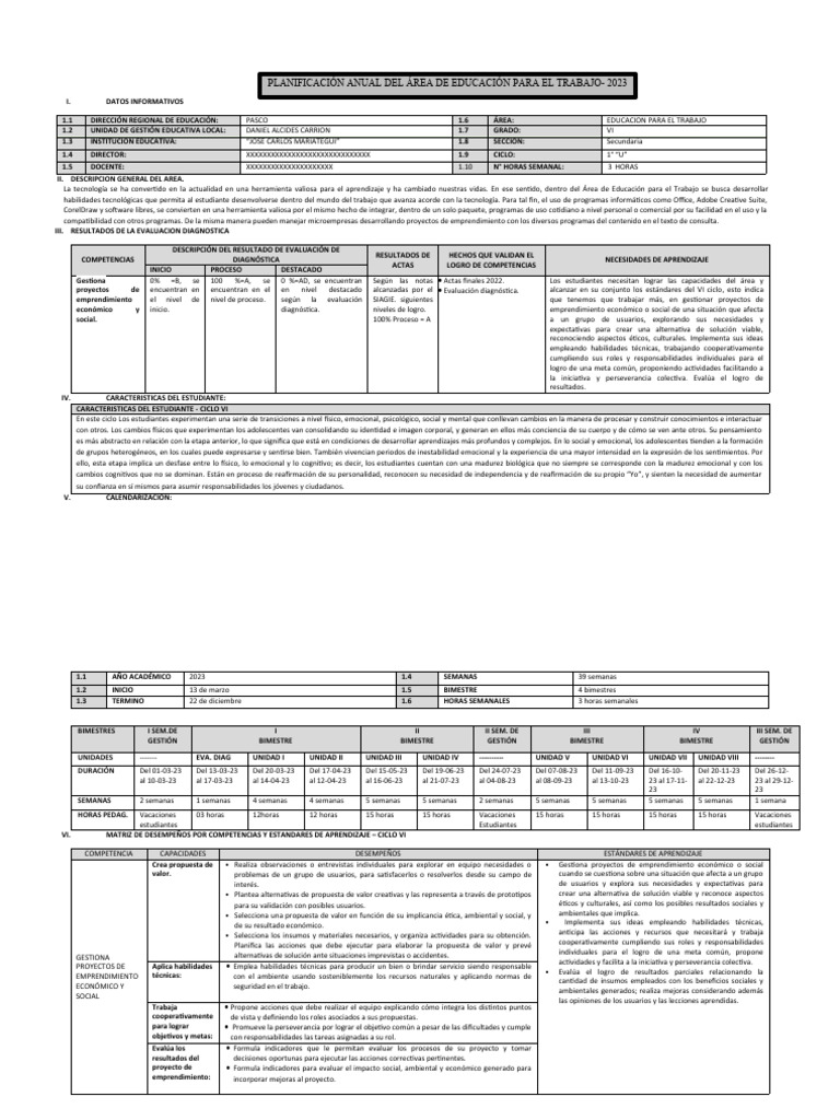 Planificacion 1°-Ept | PDF | Las emociones | Aprendizaje