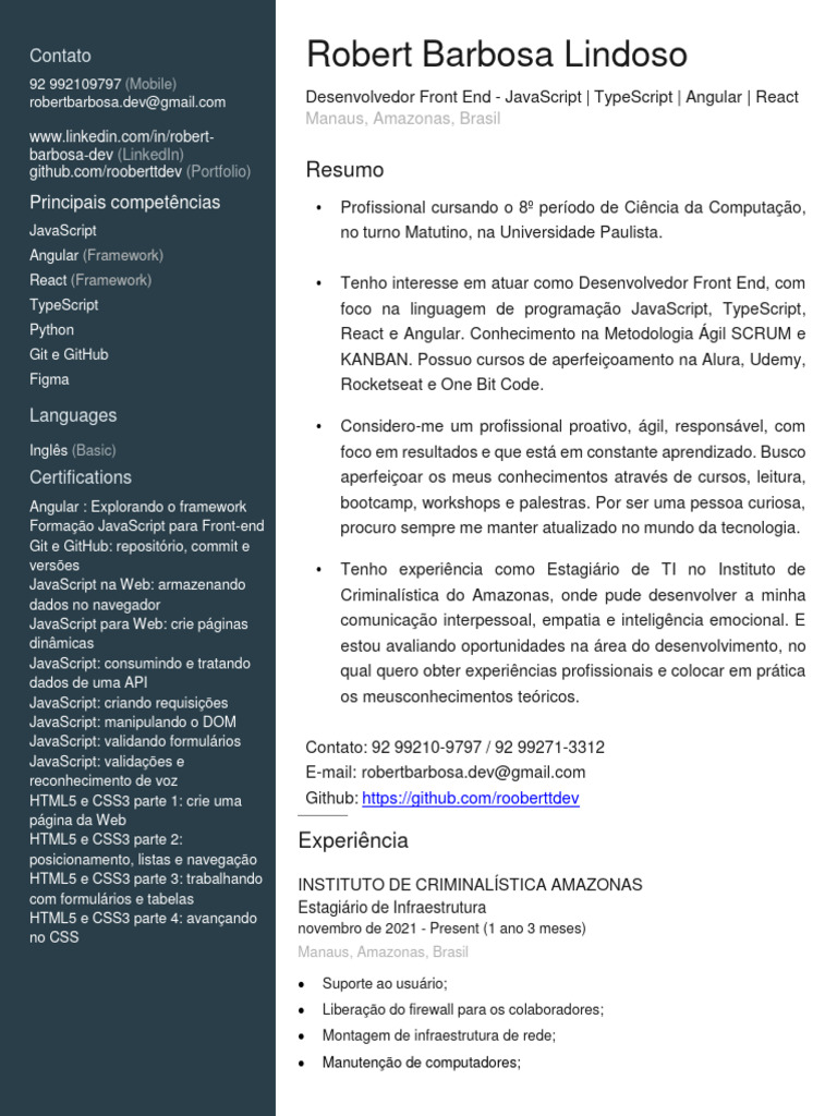 Robert Barbosa Lindoso - 2023 | PDF | Script Java | Rede mundial de computadores