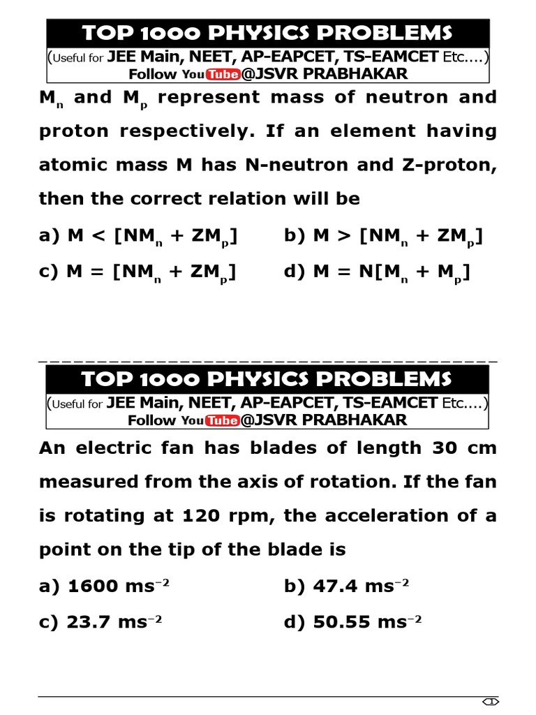 Physics Questions 2 51 100 Questions Pdf Amplifier Electron