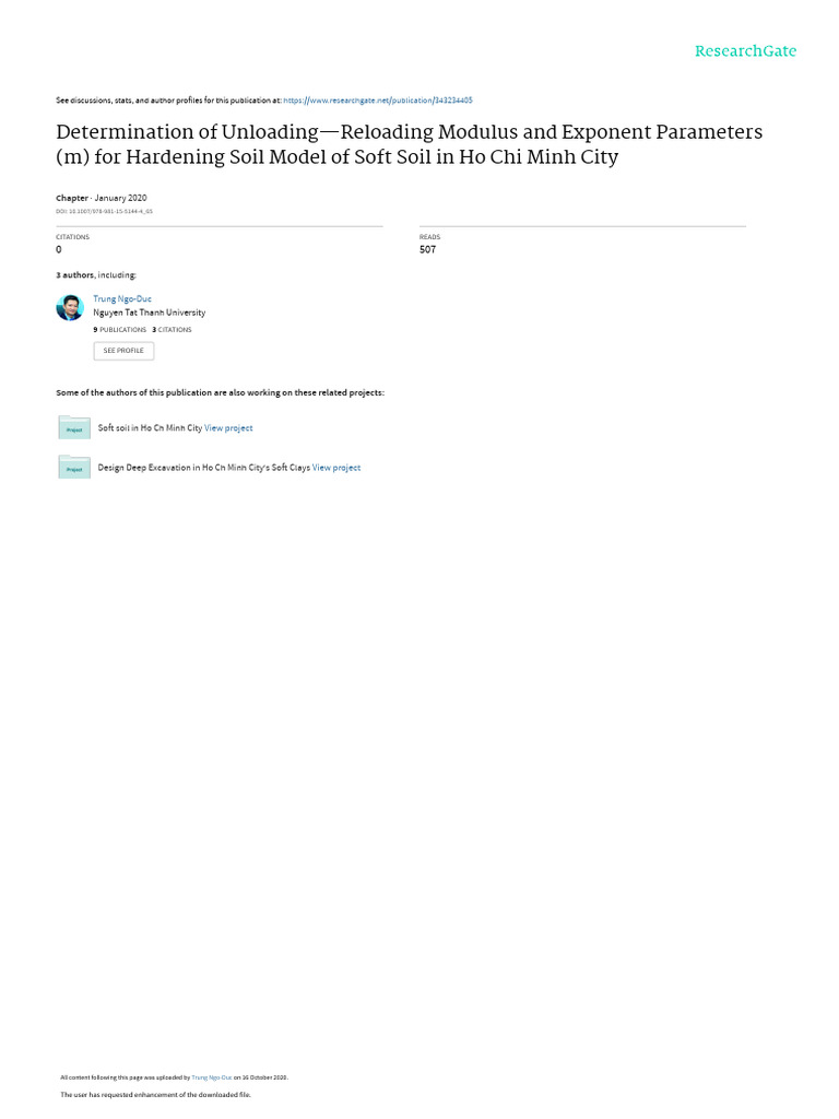 Determination of Unloading-Reloading Modulus and Exponent Parameters (M ...