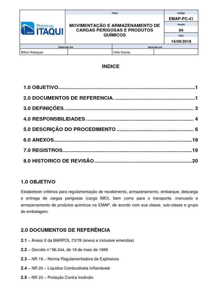 Emap PC 41 Movimentacao e Armazenamento de Cargas Perigosas e Produtos Quimicos | PDF | Desperdício