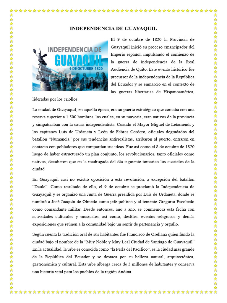 Independencia de Guayaquil | PDF | América del Sur | Conflictos