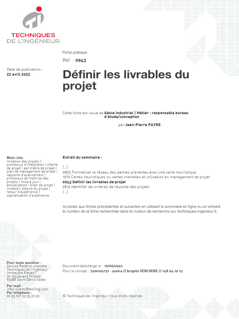 Définir les livrables d'un projet | PDF | Gestion de projet | Business
