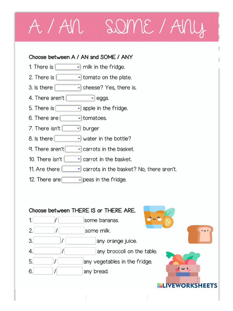 A AN SOME ANY + There Is - There Are Worksheet | PDF