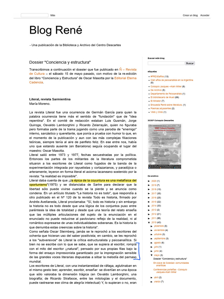 Dossier sobre Oscar Masotta y "Conciencia y Estructura" | PDF | Jacques ...