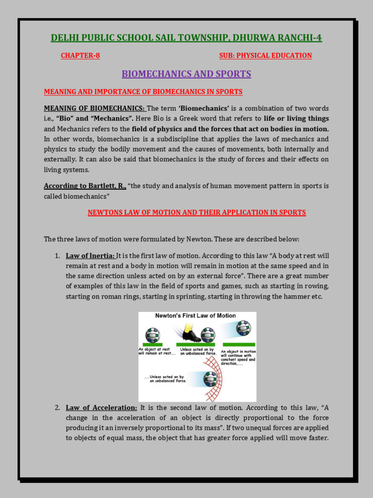 Chapter-08 (Biomechanics and Sports) Class-12 | PDF | Lever | Friction