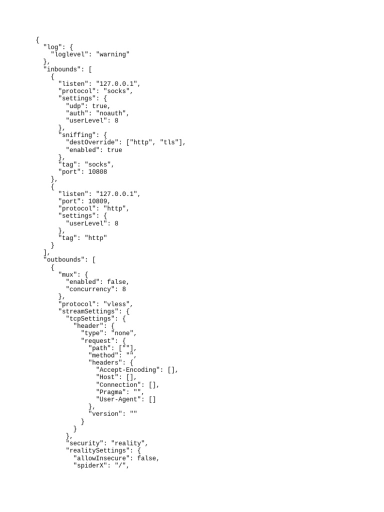 Config Json | PDF | Proxy Server | Port (Computer Networking)