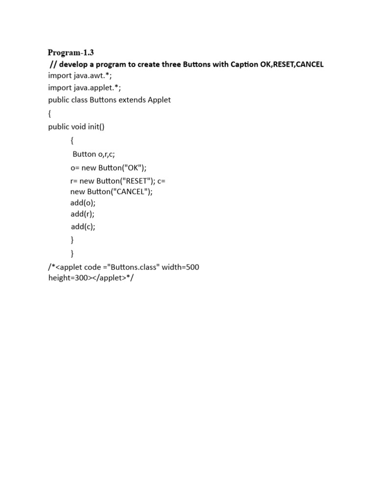 Program-1.3 // Develop A Program To Create Three Buttons With Caption ...