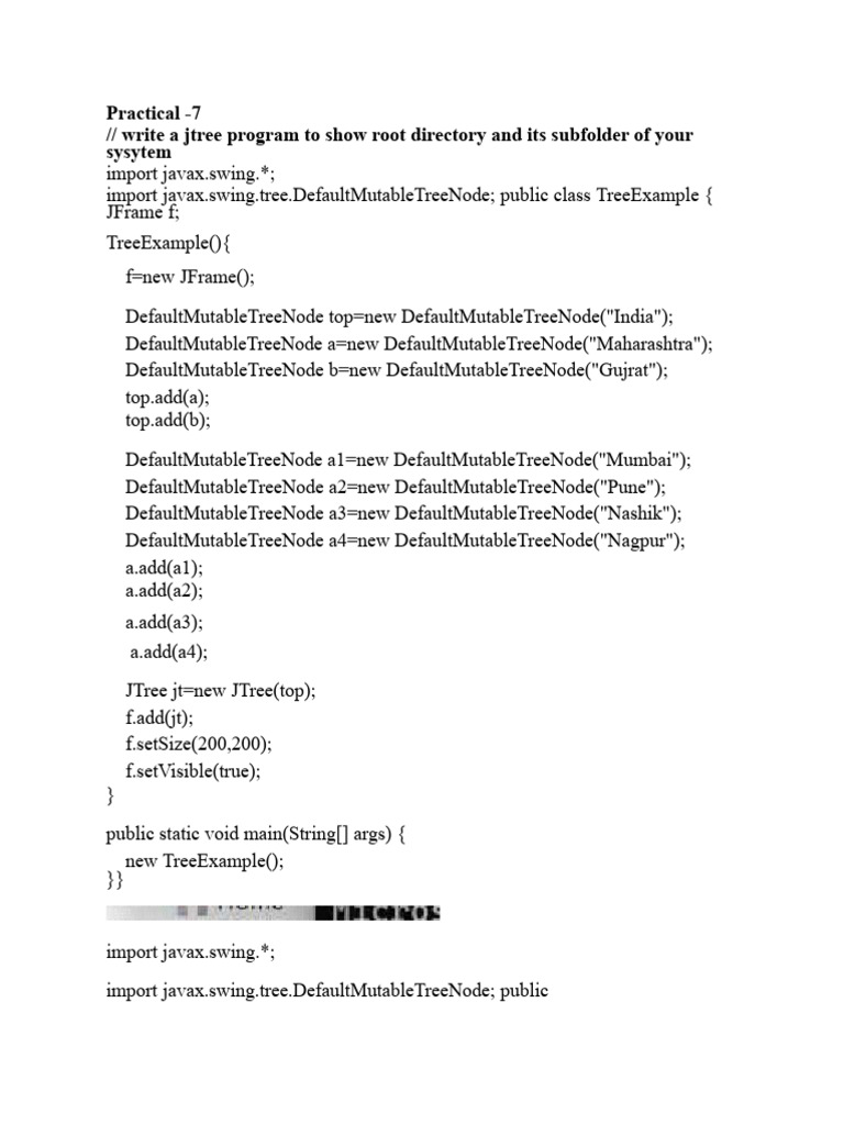 Practical - 7 // Write A Jtree Program To Show Root Directory and Its Subfolder of Your Sysytem ...