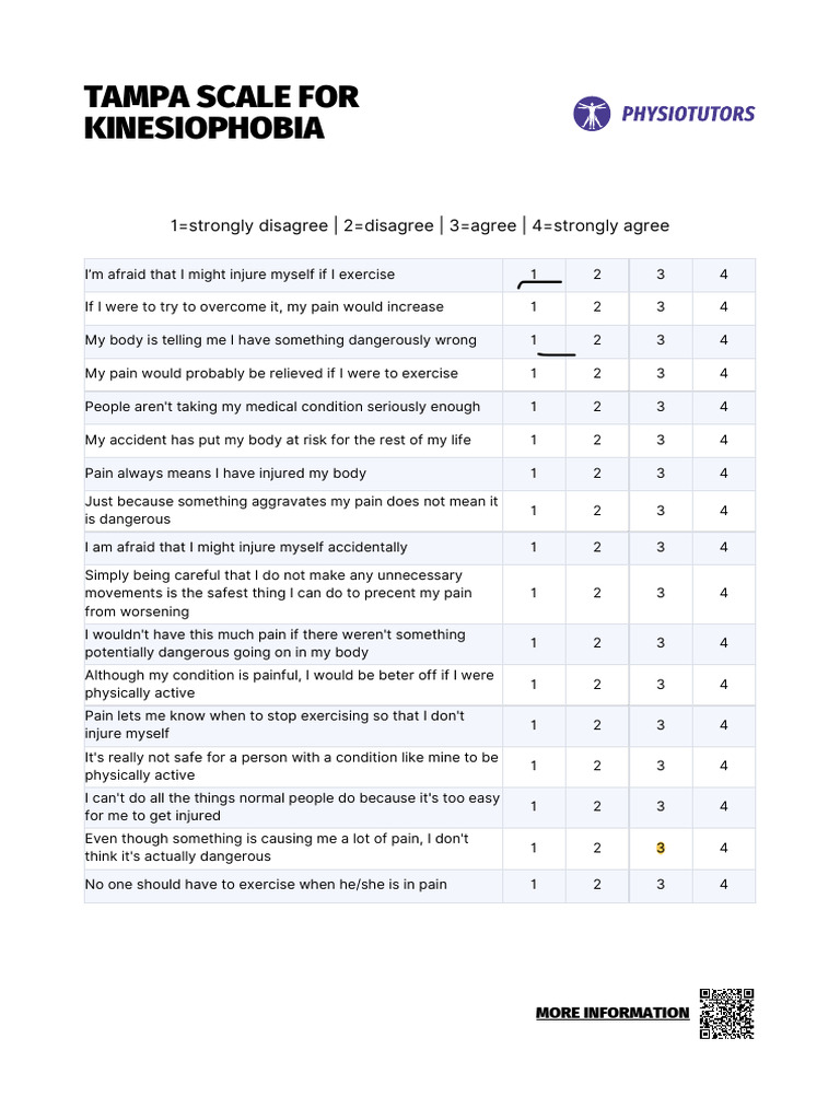 Tampa Scale Kinesiophobia | PDF
