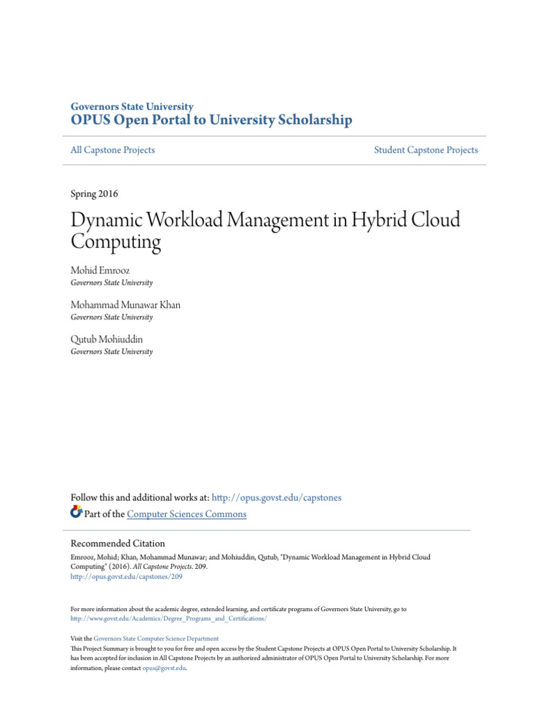 Dynamic Workload Management in Hybrid Cloud Computing | PDF | Cloud ...