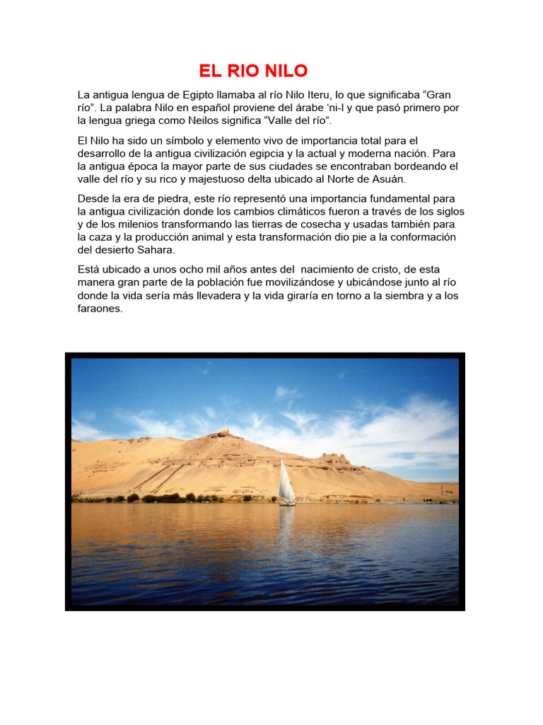 Historia y características del río Nilo | PDF | Nilo | Egipto