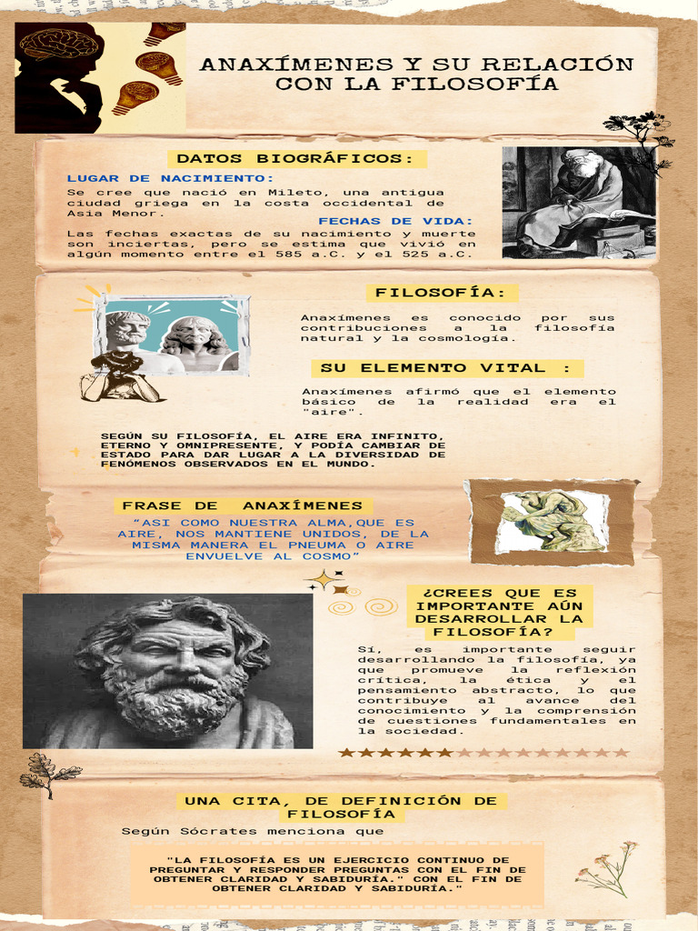 Infografía de Anaxímenes y Su Relación Con La Filosofía | PDF
