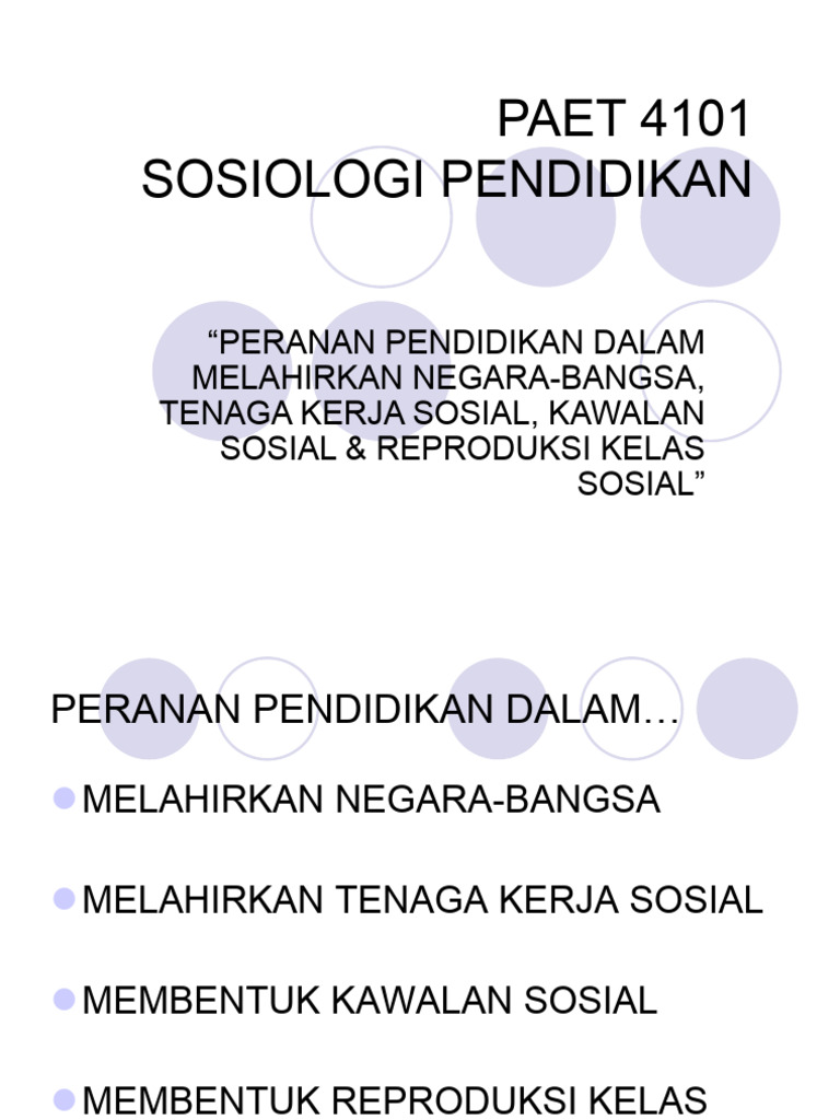 Peranan Pendidikan dalam Kelas Sosial | PDF | Ilmu Sosial | Sains ...