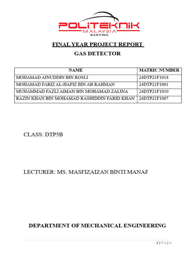 Report Project | PDF | Carbon Monoxide | Physical Sciences