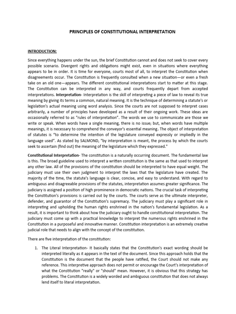 Principles of Constitutional Interpretation | PDF | Statutory ...