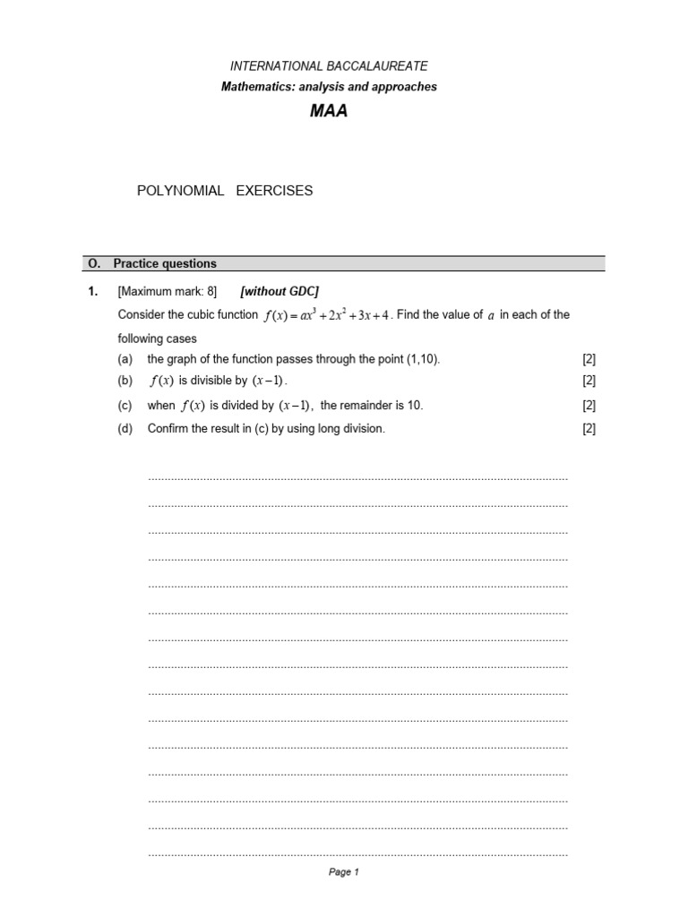 POLYNOMIAL Exercise 2023 | PDF | Factorization | Polynomial