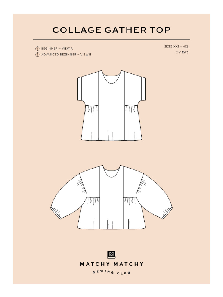 Collage Gather Top Sewing Instructions | PDF | Seam (Sewing) | Sewing