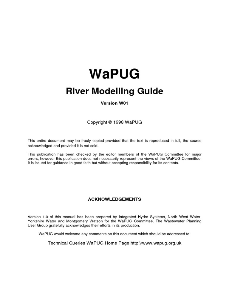 1998 - River Modelling Guide | PDF | River | Water Quality