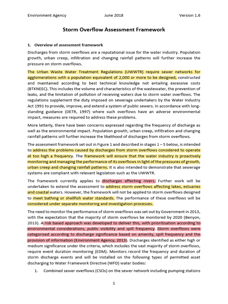 2018 Storm Overflow Assessment Framework | PDF | Combined Sewer ...