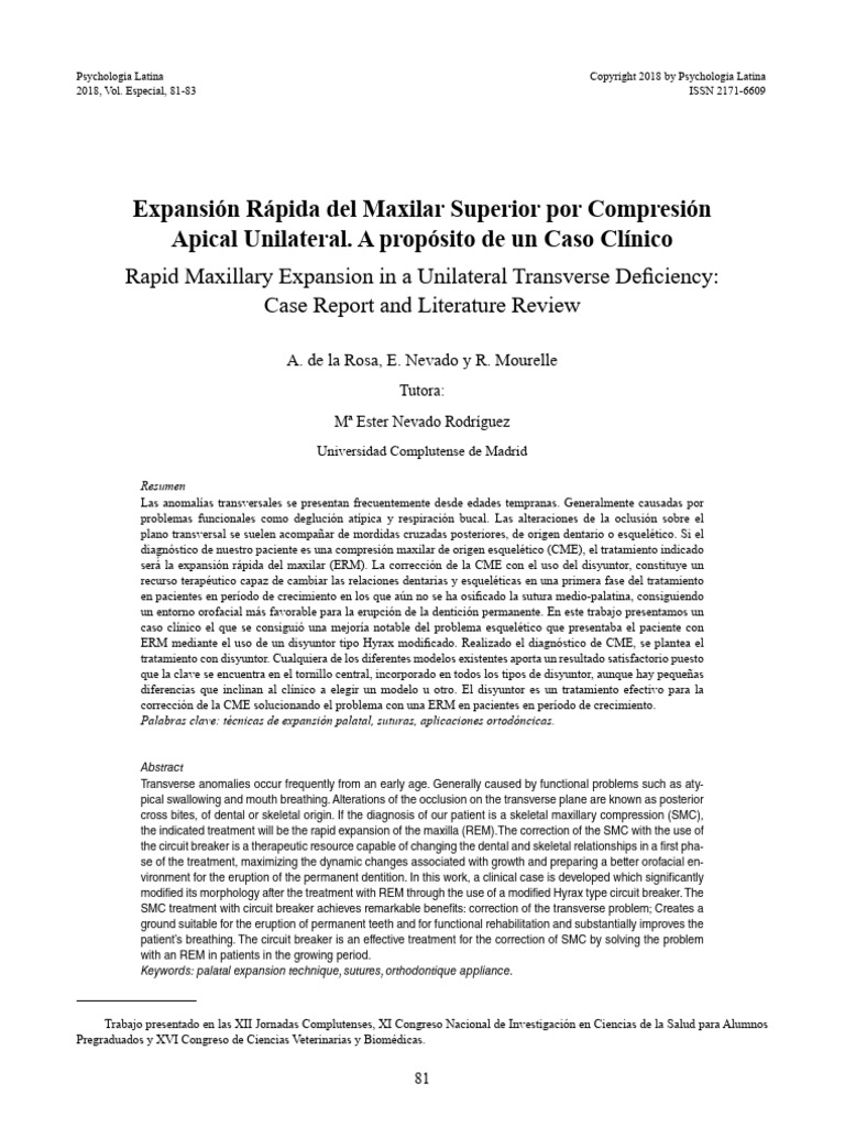 Expansión Rápida Del Maxilar Superior Por Compresión Apical Unilateral ...