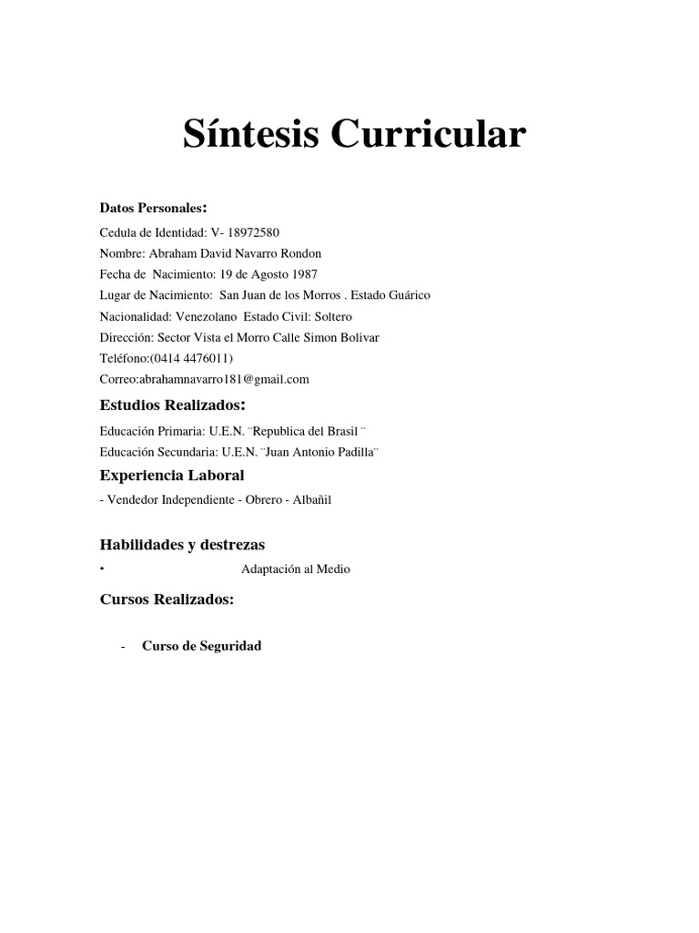 Curriculum Abraham | PDF | Crecimiento personal y profesional