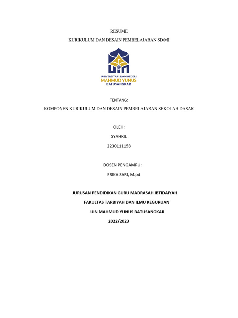Resume 4 Syahril Kurikulum | PDF