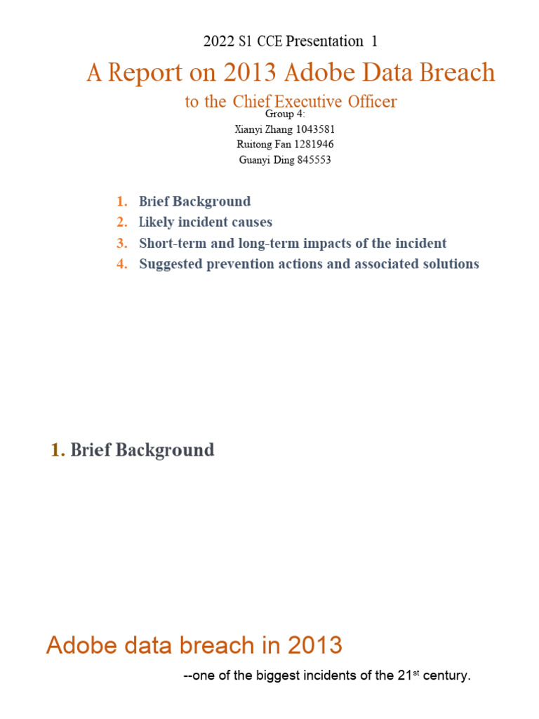 Adobe Data Breach Presentation | PDF | Security | Computer Security