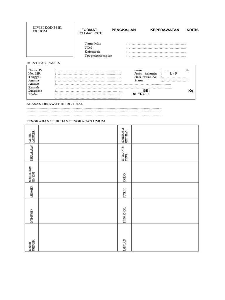 Format Askep ICU Dan ICCU | PDF