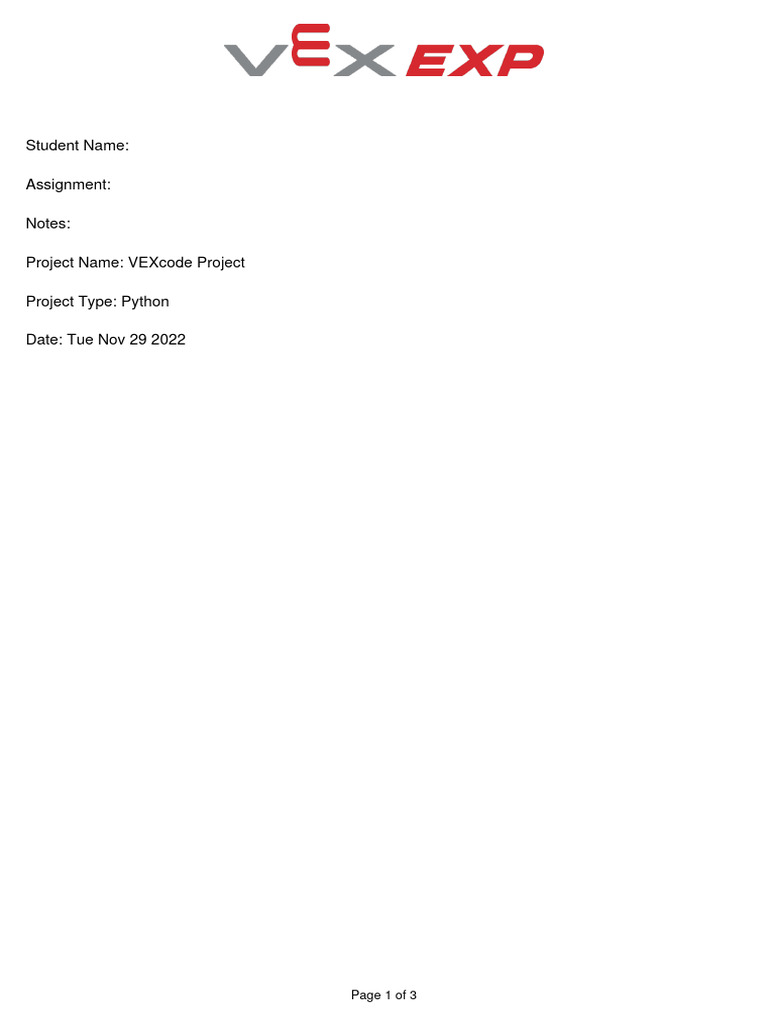 VEXcode Python Robot Project | PDF