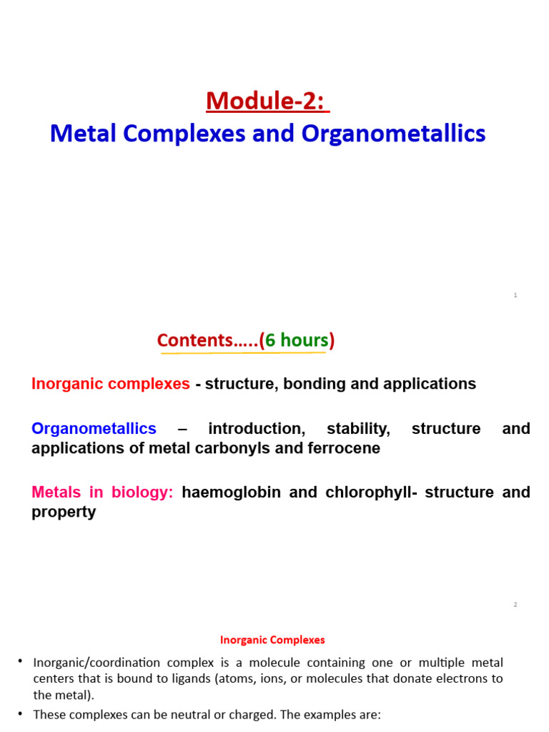 Chemistry Module 2 Part 2 | PDF | Coordination Complex | Ligand