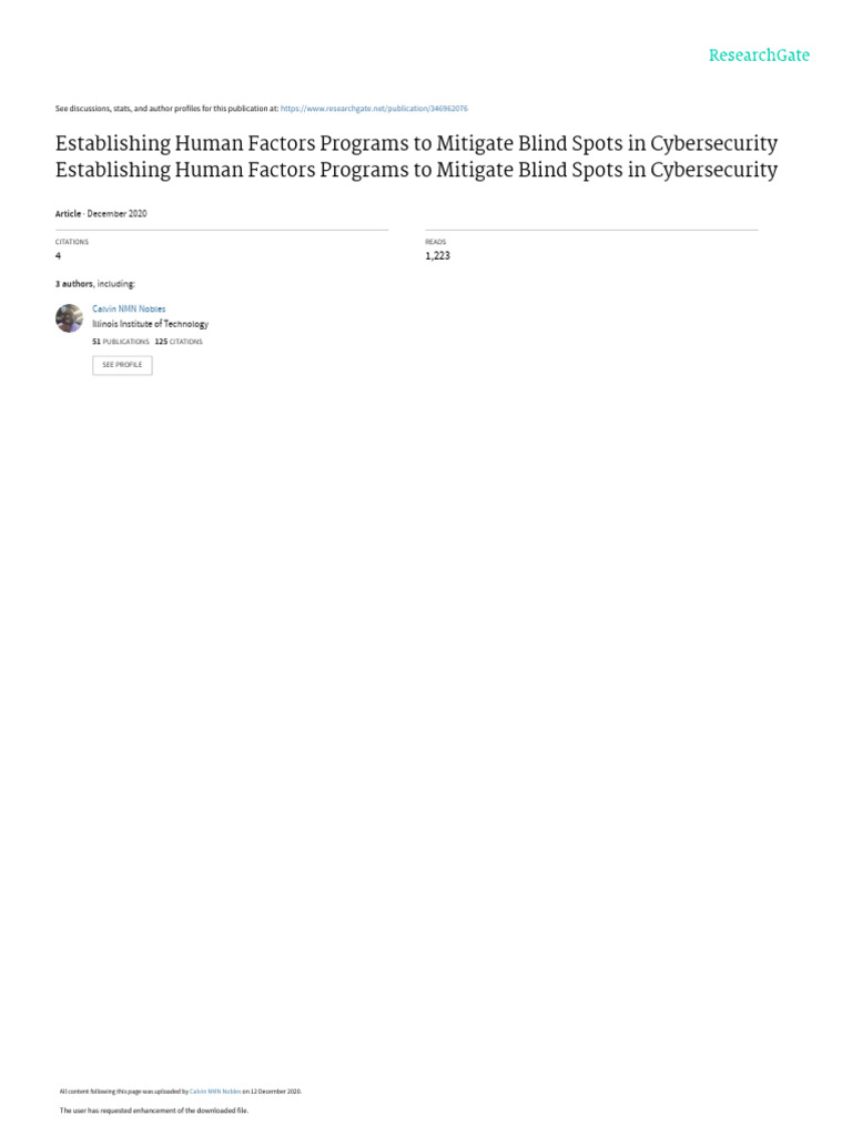 Establishing Human Factors Programsto Mitigate Blind Spotsin Cy | PDF ...