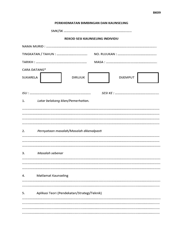 Contoh Rekod Sesi Individu | PDF | Bisnis