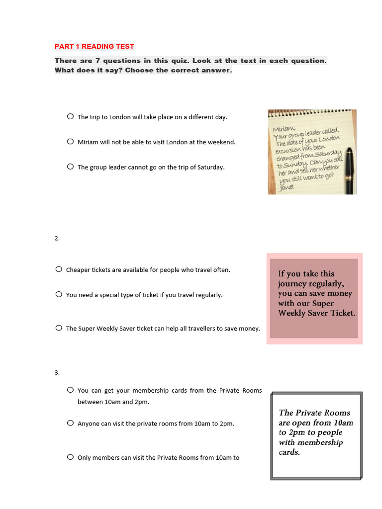 Part 1 Reading Test | Download Free PDF | Color