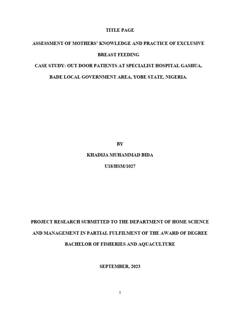 KHADIJA MUHAMMAD BIDA NEW PROJECT XXXXX | PDF | Breastfeeding | Breast Milk