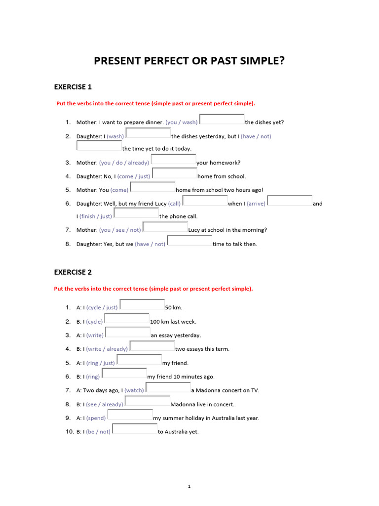 Past Simple-Present Perfect | PDF | Grammatical Tense | Linguistics