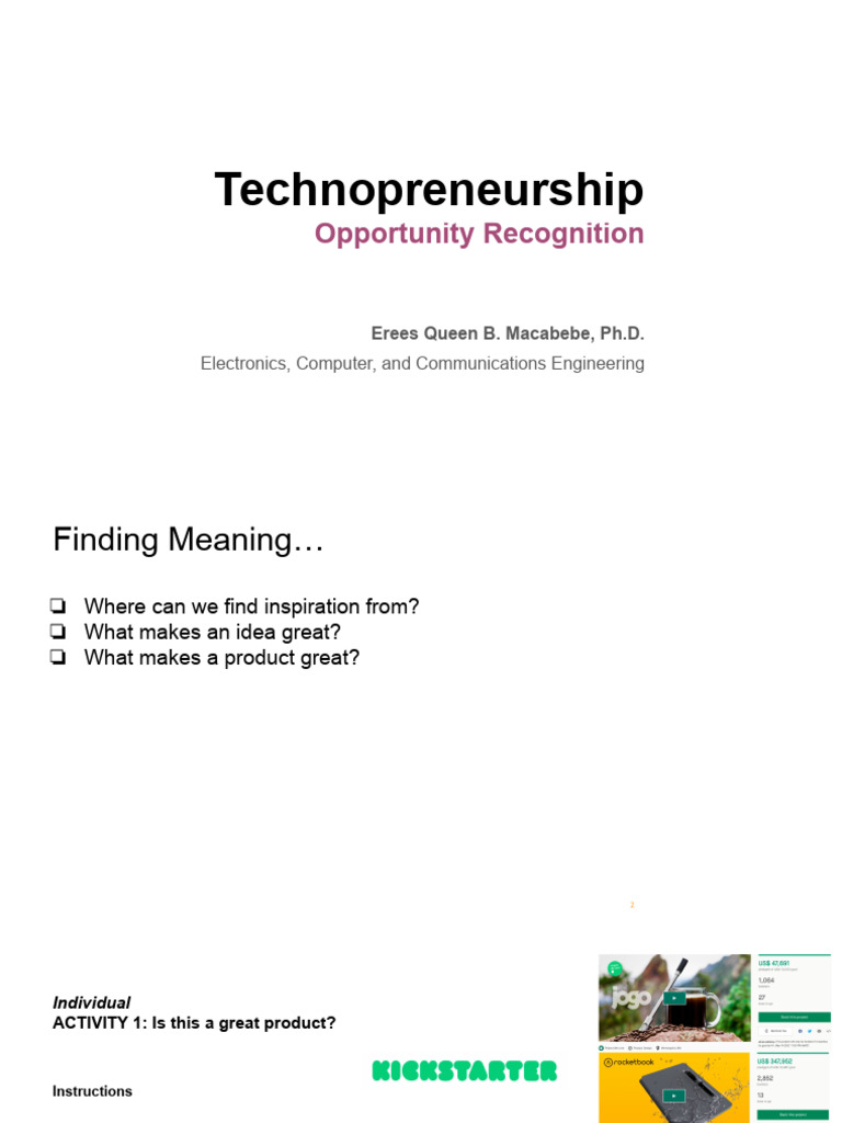 ENGG 289 Notes#4 - Opportunity Recognition | PDF | Startup Company ...