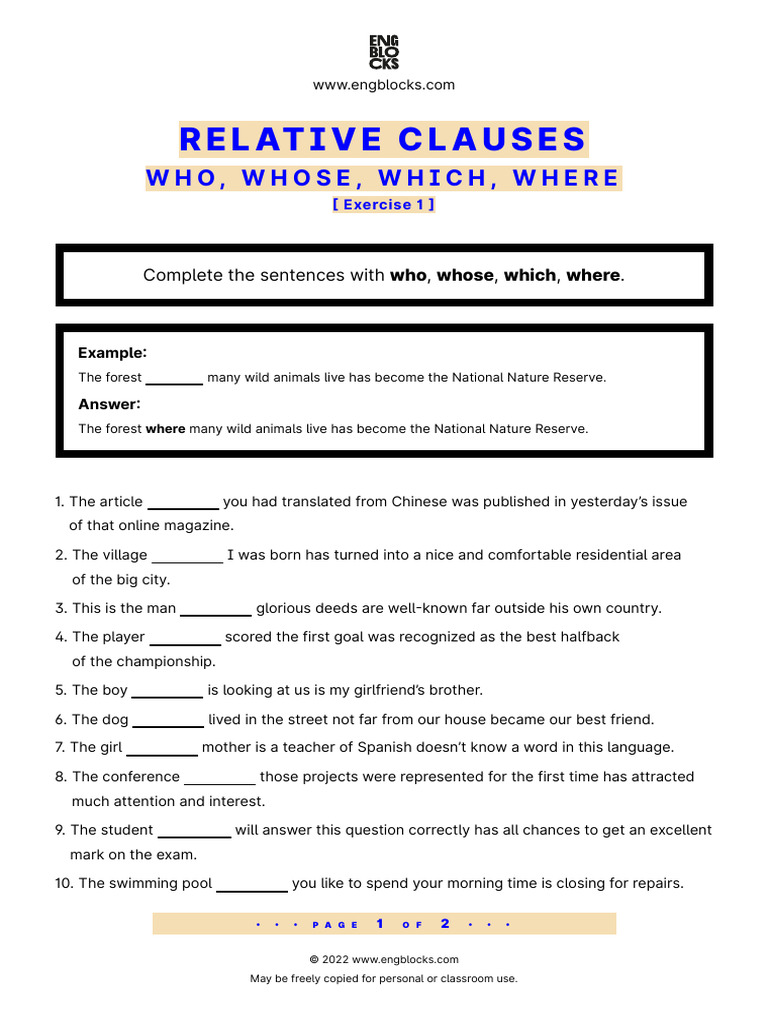 Relative Clauses Practice | PDF | Linguistics