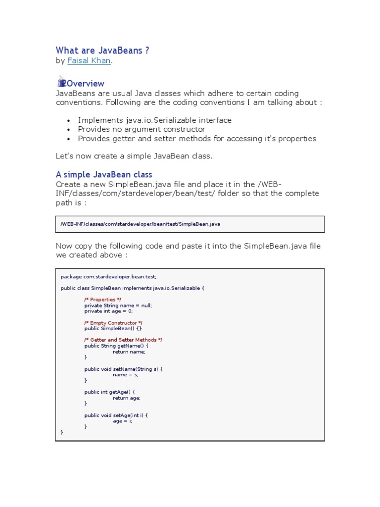What Are Javabeans Pdf Java Server Pages Class Computer Programming