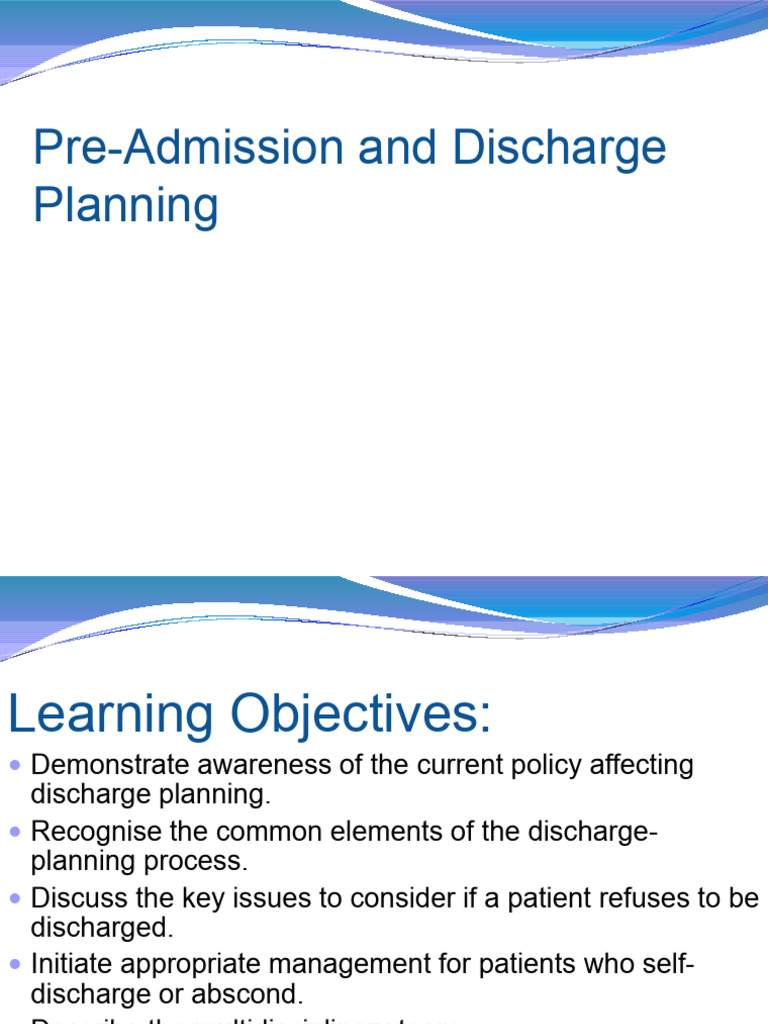 Pre-Admission and Discharge Planning | PDF