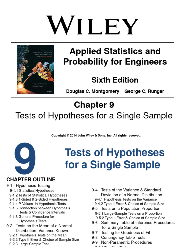 Ch. 9 Montgomery RGM | Download Free PDF | Statistical Hypothesis ...