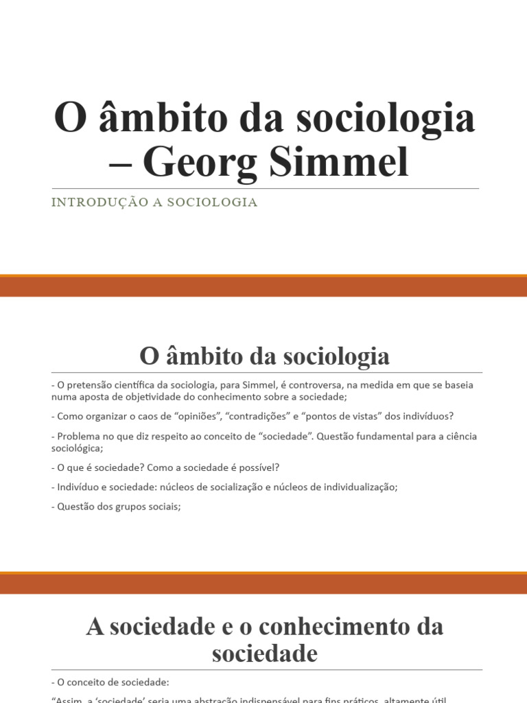 O Âmbito Da Sociologia. Georg Simmel. | PDF | Sociologia | Science
