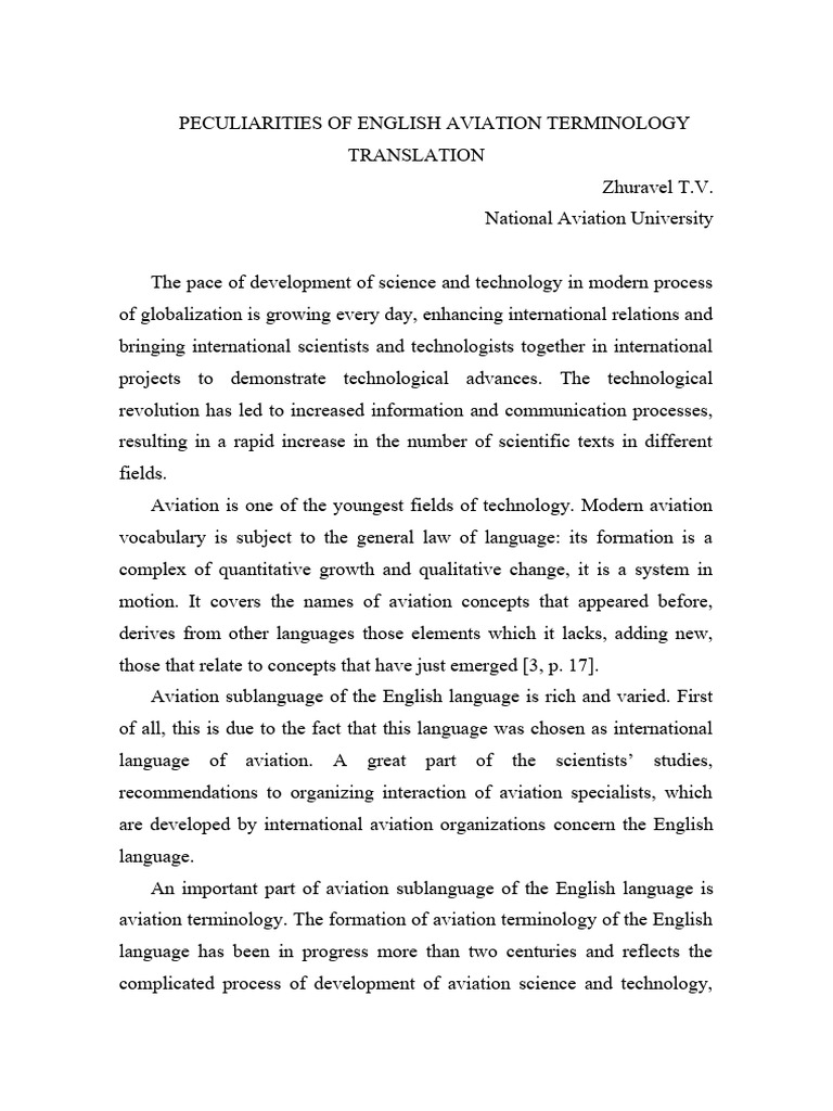 Peculiarities of English Aviation Terminology Translation | PDF | Noun ...