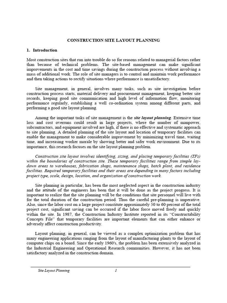 Construction Site Layout Planning | PDF | Mathematical Optimization | Concrete