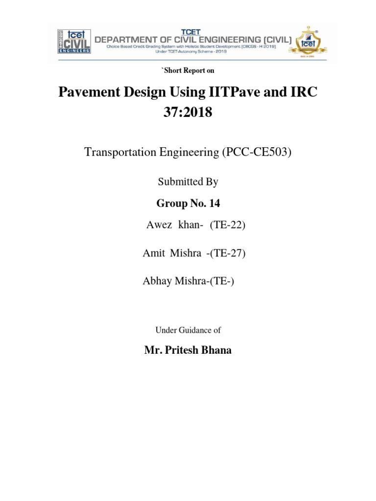TRE - Pavement Design - GRP 5 | PDF | Road Surface | Concrete