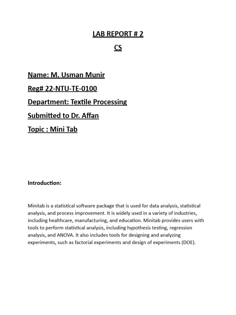 Cs Lab Report 2 | PDF | Experiment | Statistics