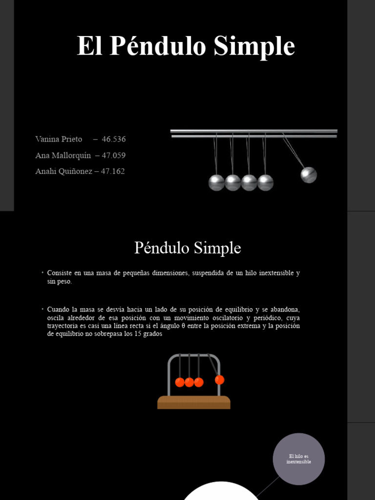 El Péndulo Simple. PPT 2 (2) Este Si | PDF | Péndulo | Cantidades fisicas
