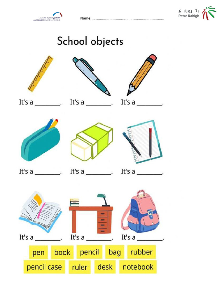 School Objects Words | PDF