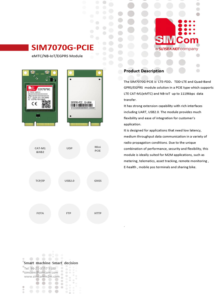 Sim7070g-Pcie Spec 2020-02 | PDF | General Packet Radio Service | Usb
